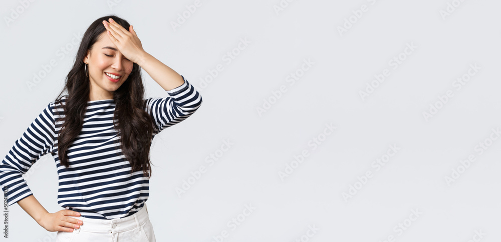 Lifestyle, beauty and fashion, people emotions concept. Awkward ...