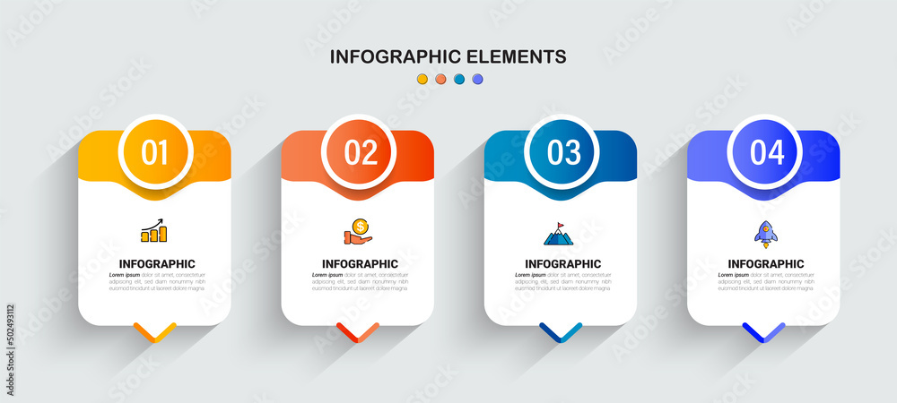 Infographic elements design template, business concept with 4 steps or ...