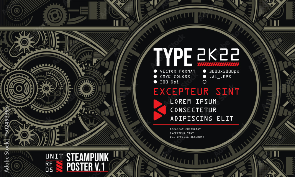 Steampunk mecha poster template are applicable for using on shirt ...