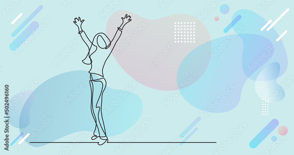 continuous line drawing of happy standing woman Stock Vector | Adobe Stock