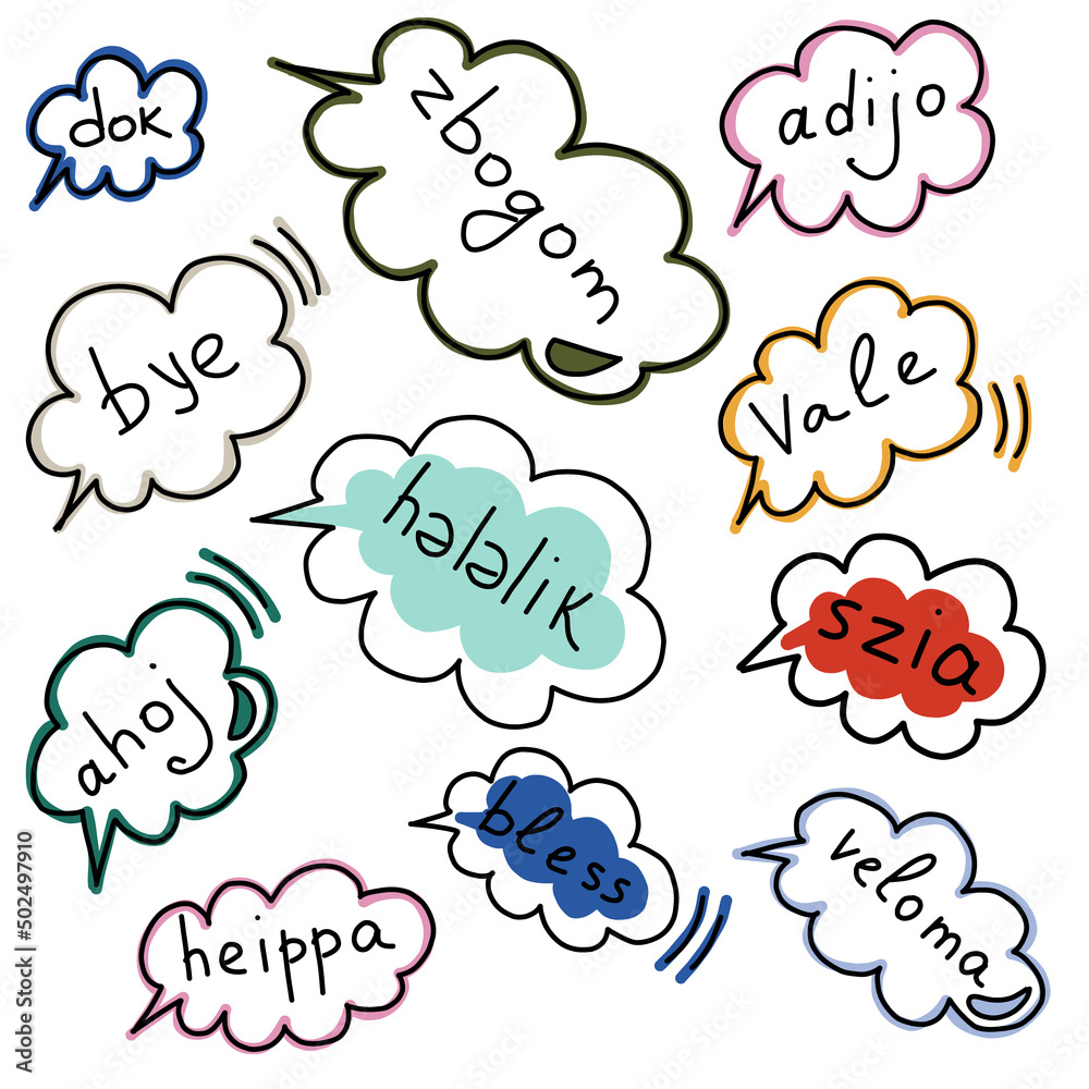 vector set of speech, thoughts, words written in different languages on ...