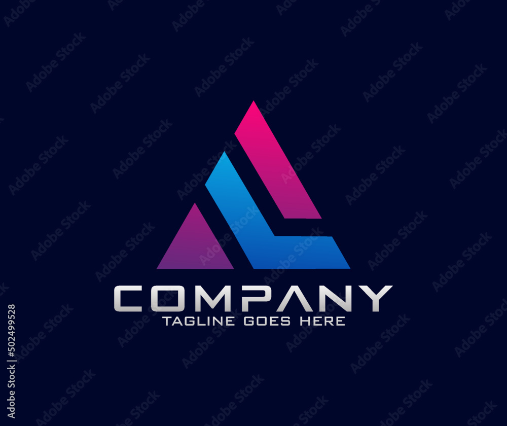 Modern triangle letter A L logo design AL L A Letter Logo with Colorful ...