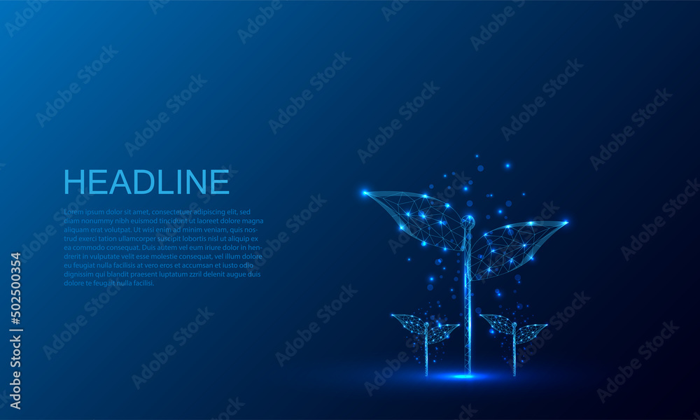 Green plant sprout.Low poly style design. Abstract geometric background ...