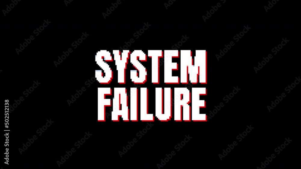 system failure text Glitch pixel Animation On Black Background.4K ...