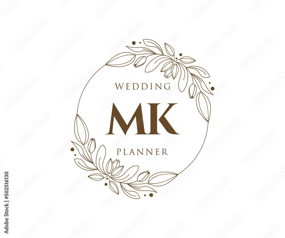 MK Initials letter Wedding monogram logos collection, hand drawn modern ...