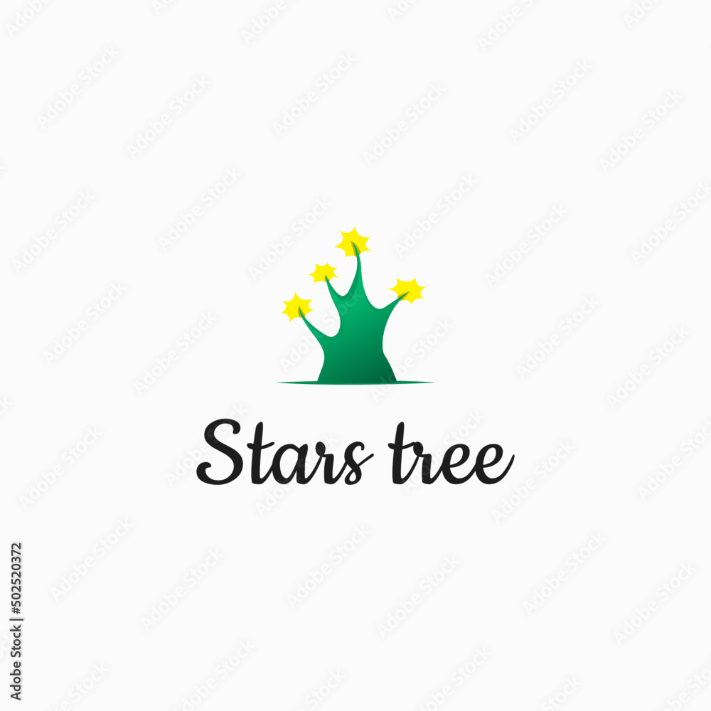 Stars tree logo, tree logo template, star logo, nature and eco Stock ...