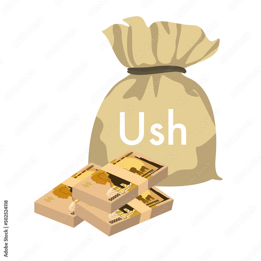 Uganda Shilling Vector Illustration. Uganda money set bundle banknotes ...