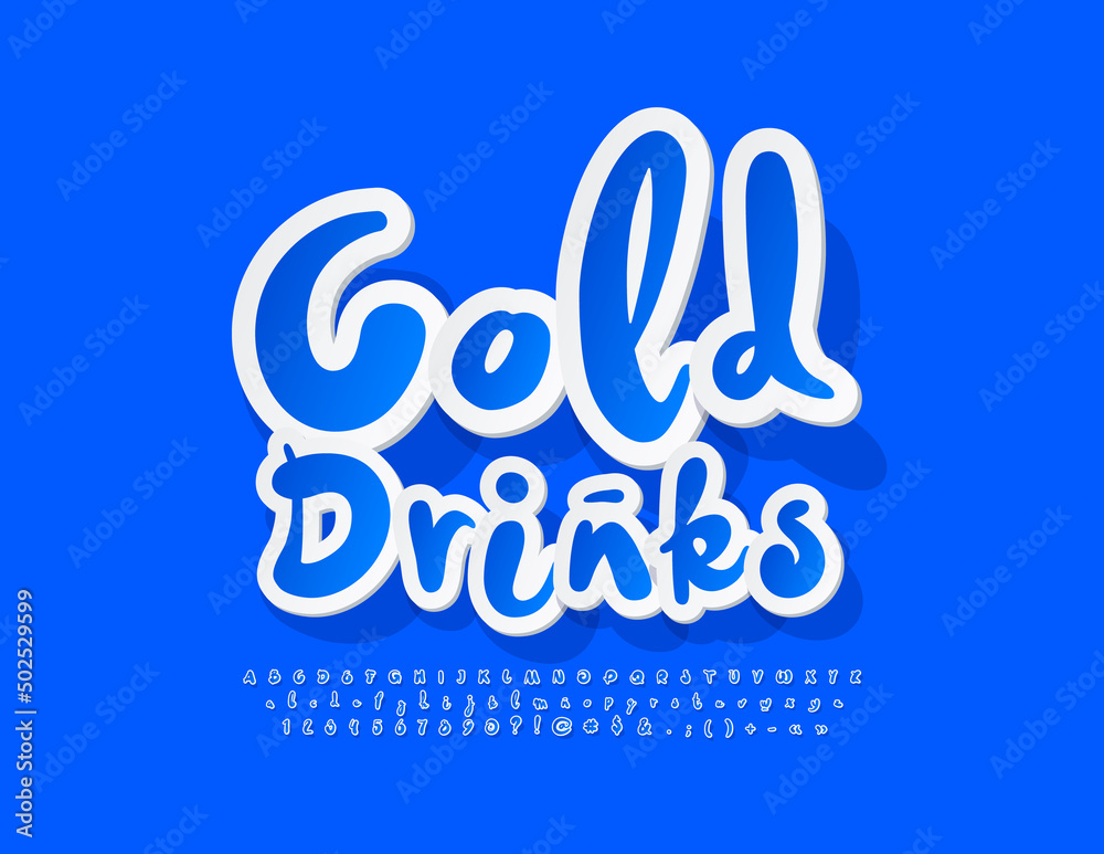 Vector bright Banner Cold Drinks. Handwritten Playful Font. Creative ...