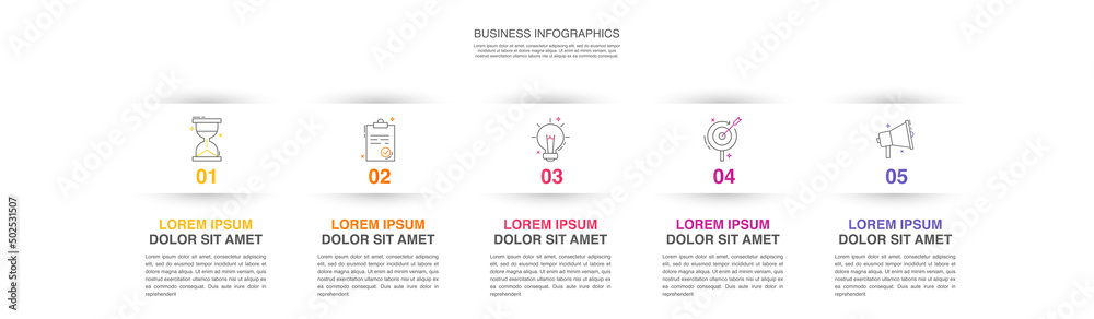 Vector simple infographics. Modern business timeline template with five ...