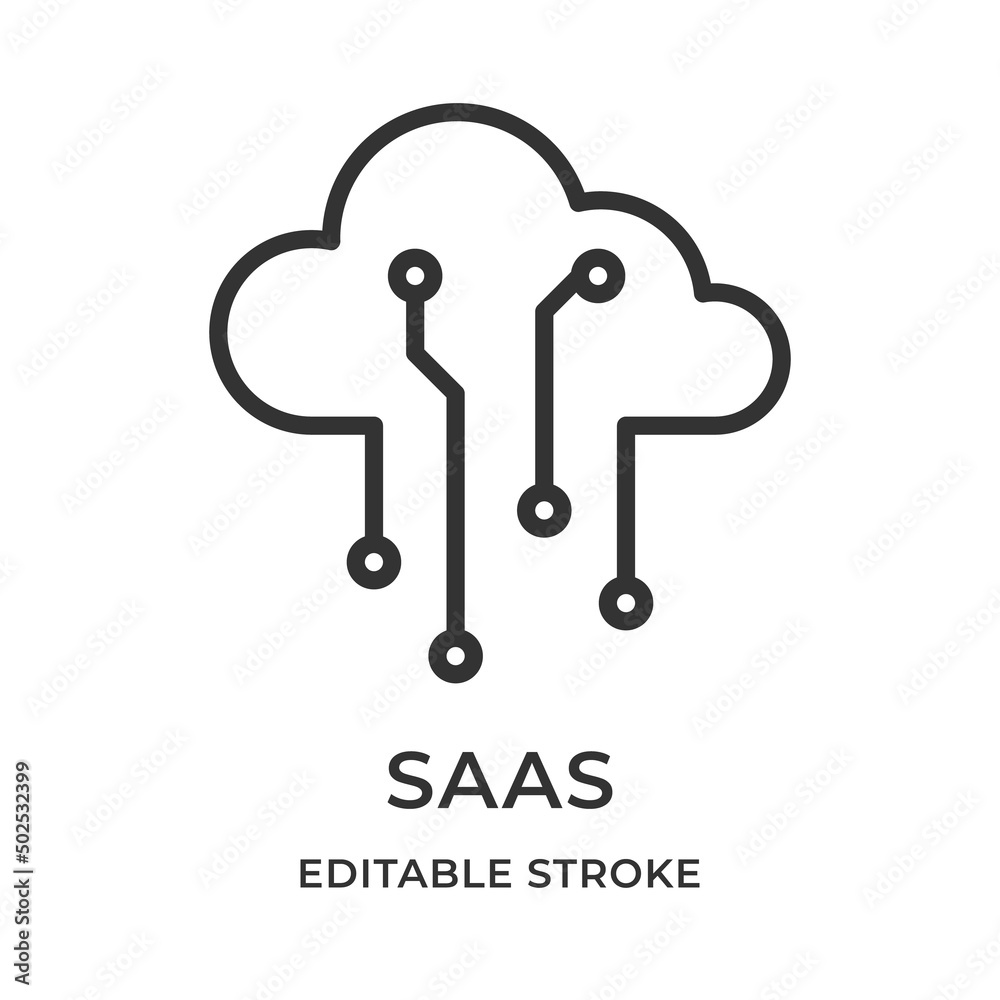 Saas Software As A Service Cloud Computing Model Remote Use Vector Illustration Editable