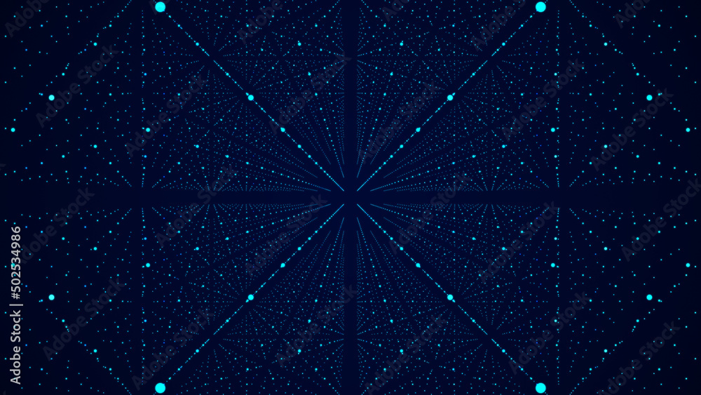 Blue wireframe matrix cube for future innovation digital concept ...