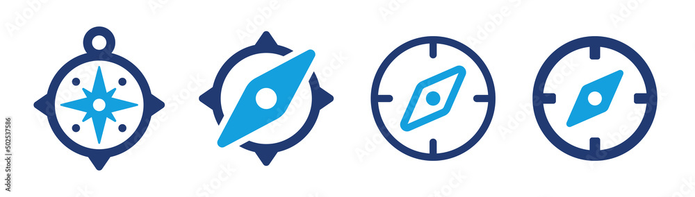 Simple compass icon collection. Compass symbol set. Wind rose icon ...