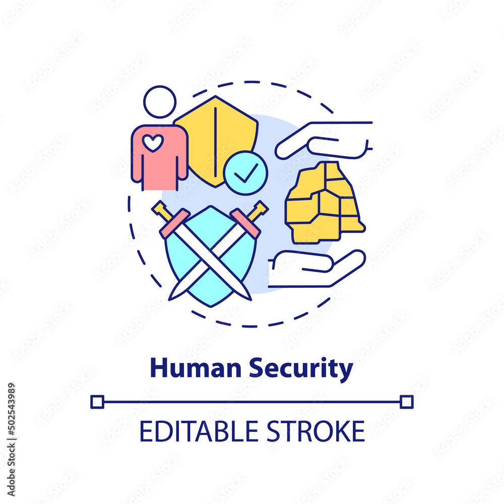 Human security concept icon. International safety. Measure of society ...