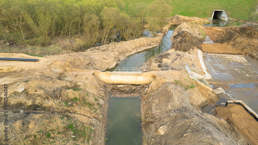 Concrete sewer pipes for laying external sewage system at construction ...