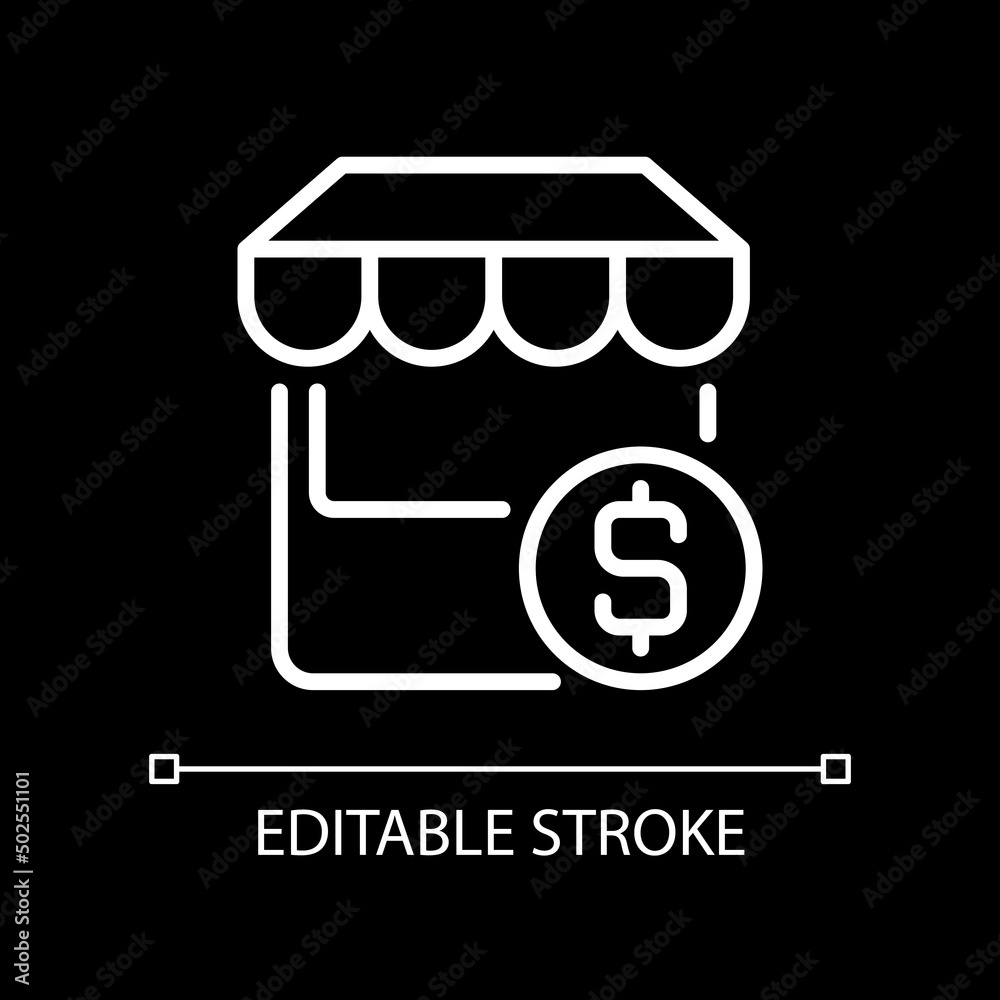 Small business pixel perfect white linear icon for dark theme. Micro ...