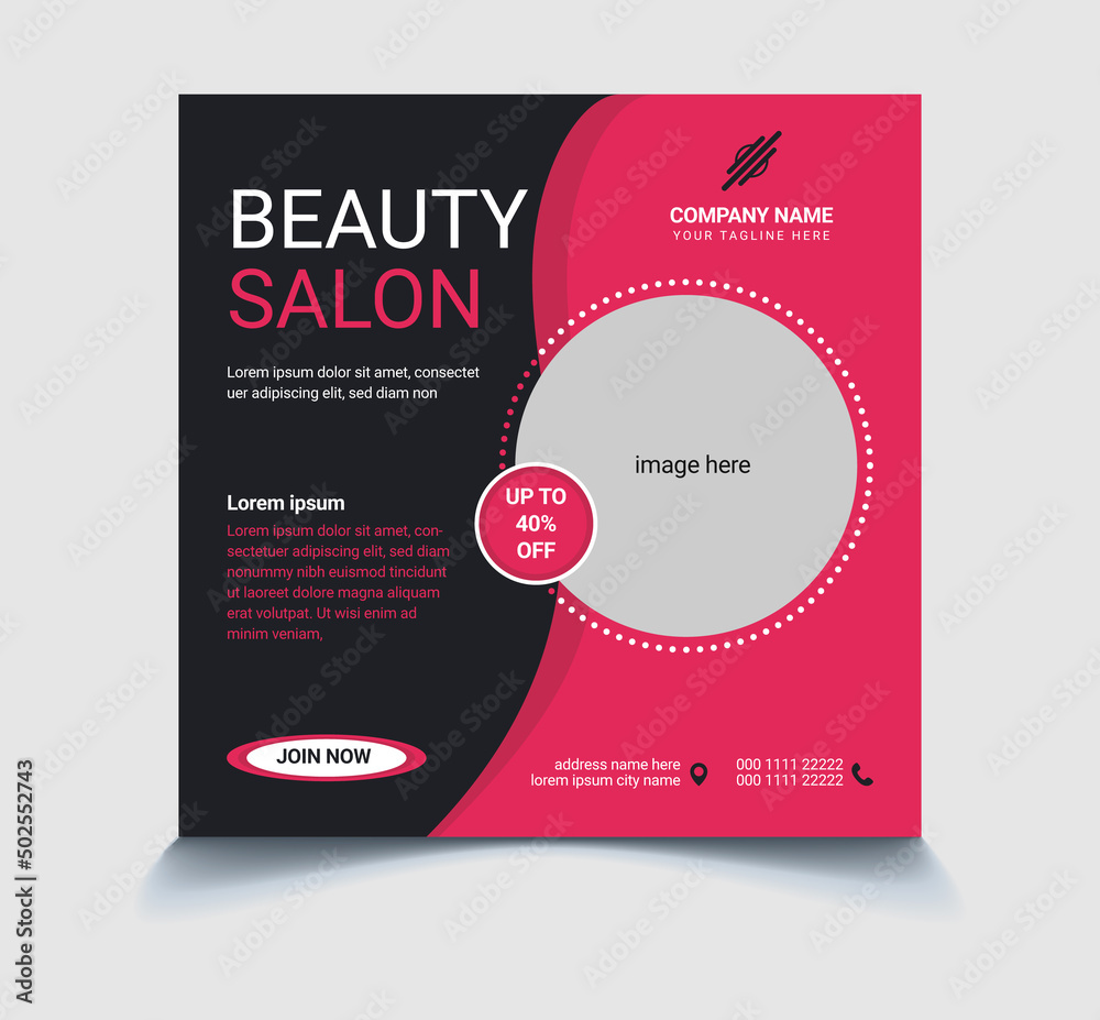 Salon social media post design template Stock Vector | Adobe Stock