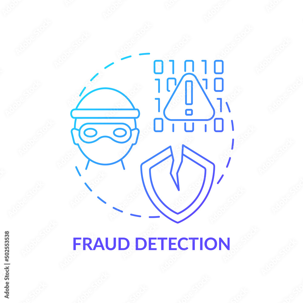 Fraud detection blue gradient concept icon. Identify fraudulent ...