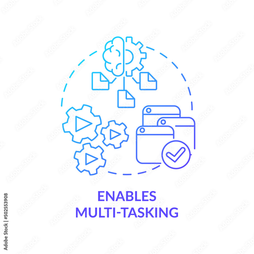 Enables multi tasking blue gradient concept icon. Automated system ...