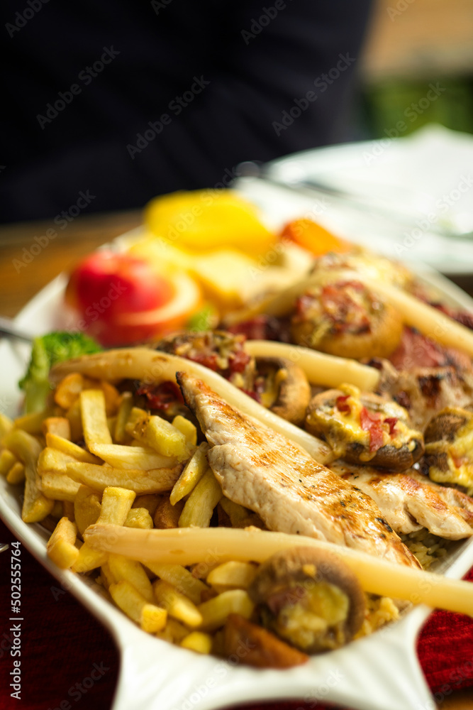 Traditional Balkan dish known as roštilj or mešano meso (mixed meat ...