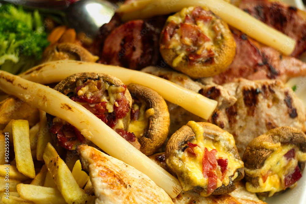 Traditional Balkan dish known as roštilj or mešano meso (mixed meat ...