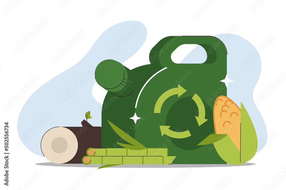 Biofuel eco green canister. Ethanol or biodiesel from biomass corn and ...