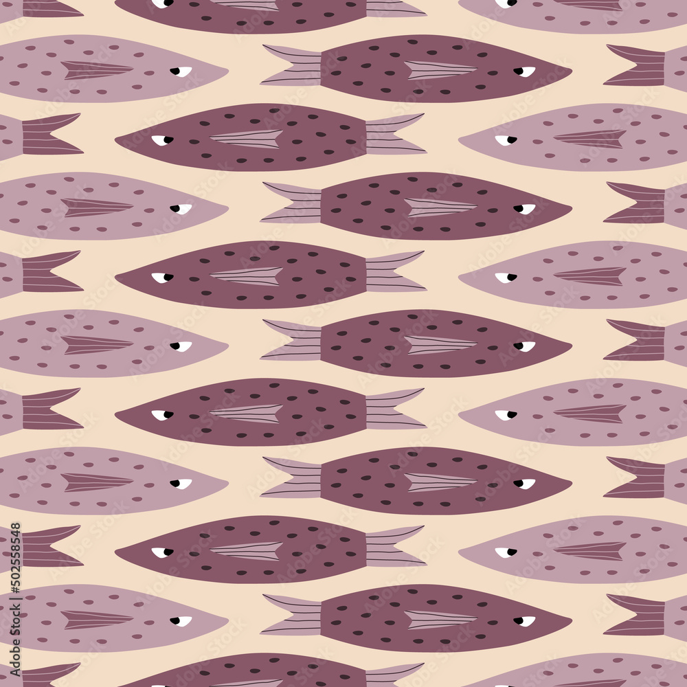 Funny spotted fish hand drawn vector illustration. Cute underwater ...