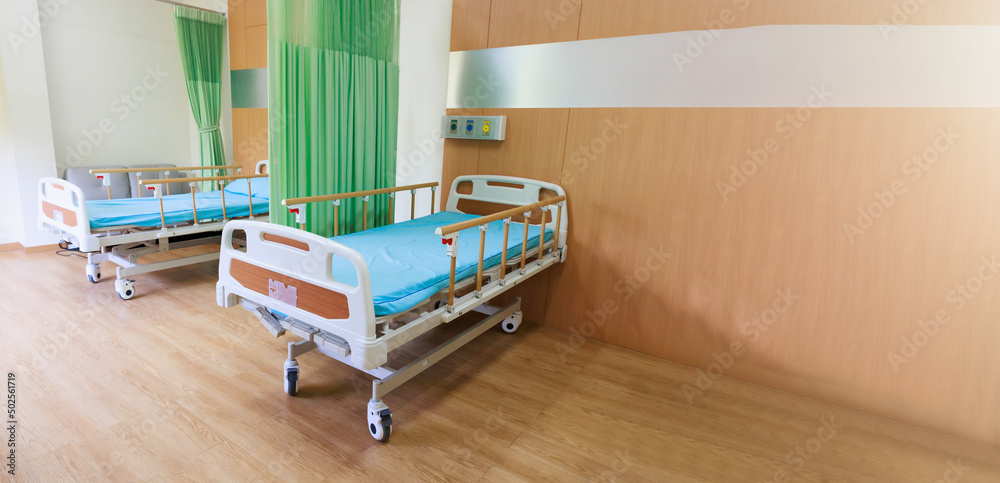 Two beds in common patient room. Recovery Room with beds and ...