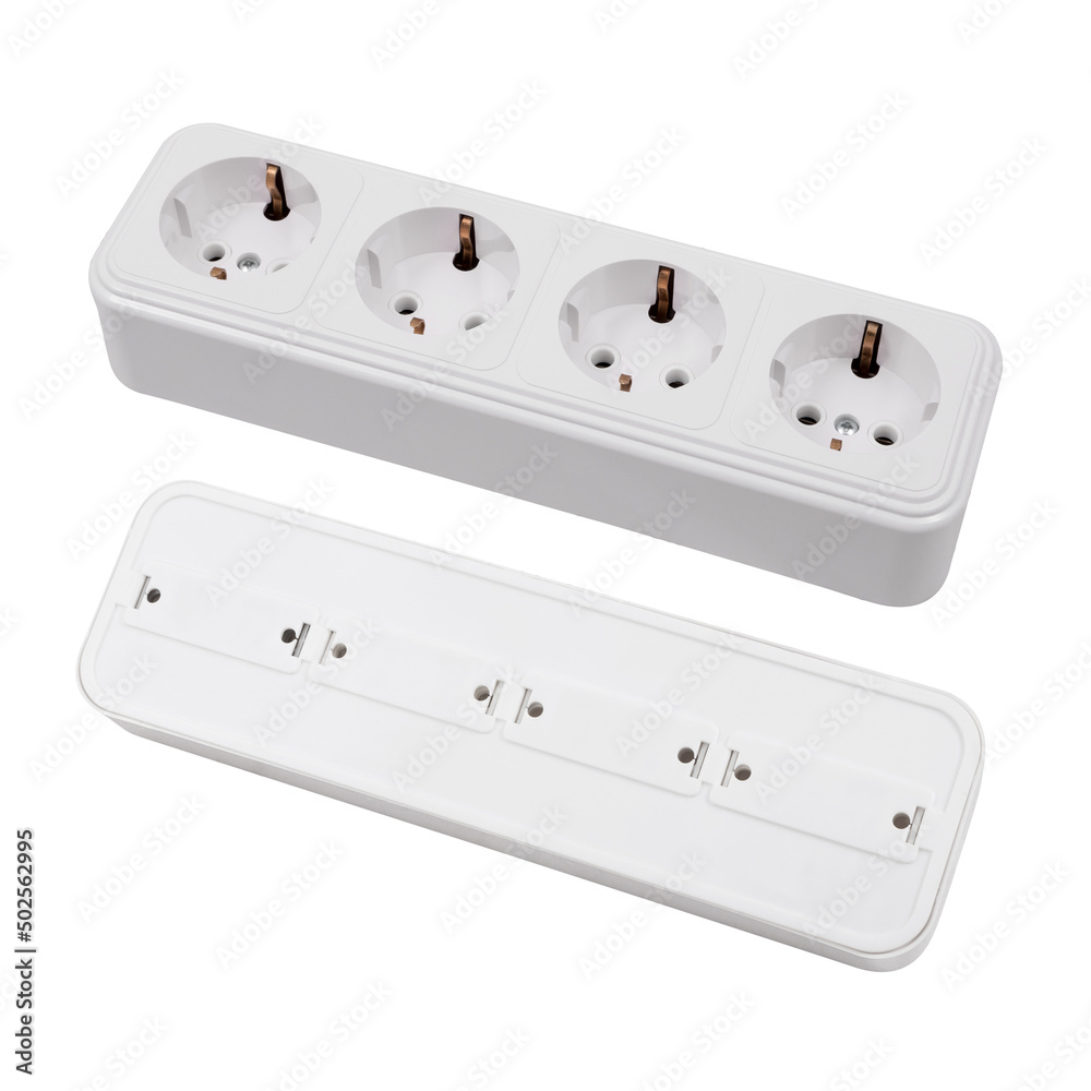 Overhead socket for 4 connectors isolated on a white background. Two ...