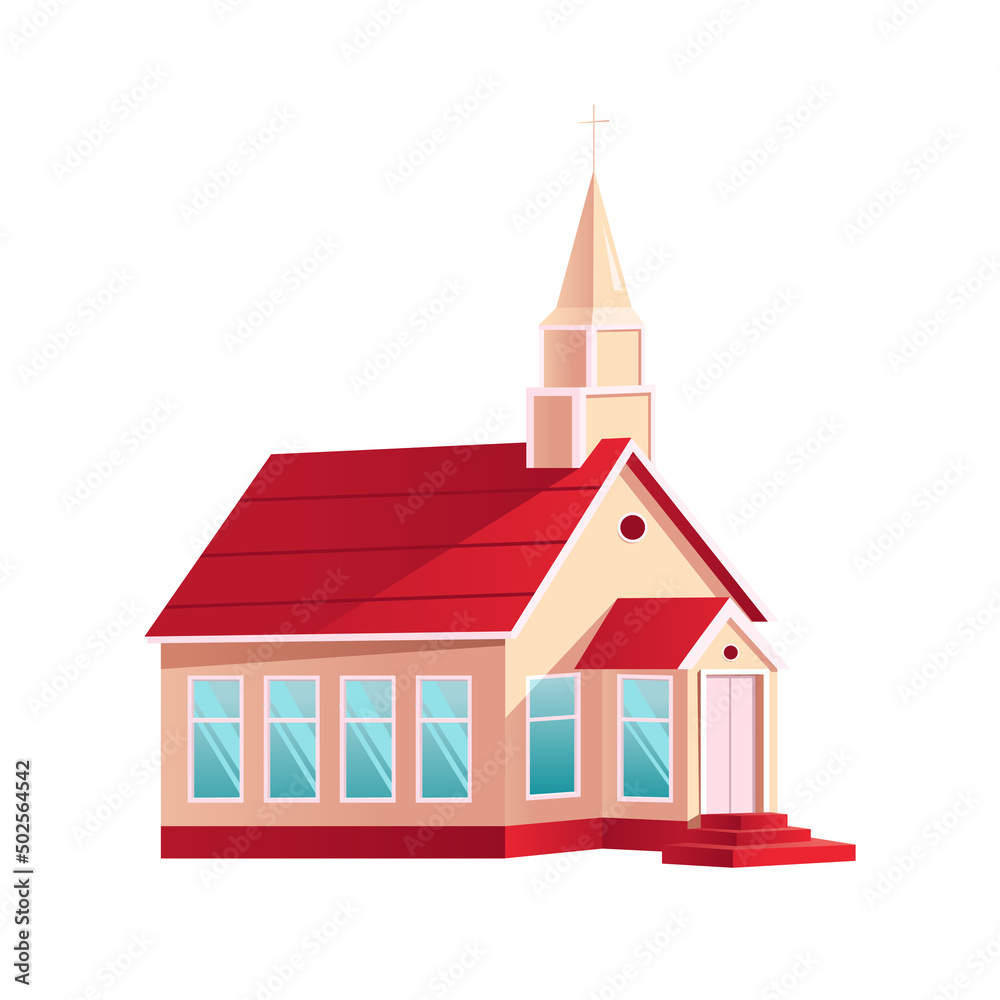 Сhristian church, evangelic religious architecture isolated on a white ...