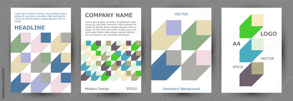 Corporate booklet front page layout collection A4 design. Suprematism ...