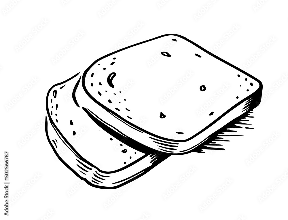 Toast is a hand-drawn bakery element Vector sketch of doodles. For cafe ...