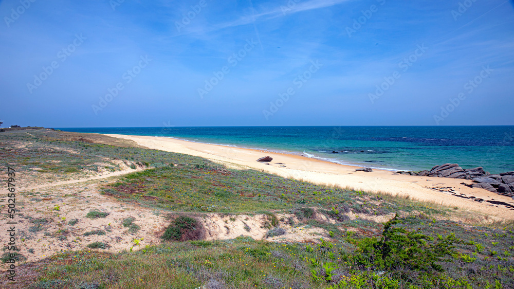 yeu island ile d'yeu from beach and airplane aerial view in french ...