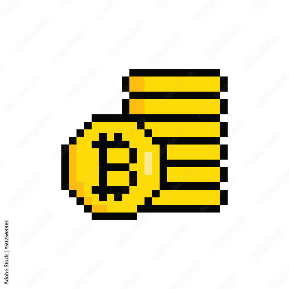 Pixel art bitcoin icon vector pixel money coin 8 bit game Stock Vector ...