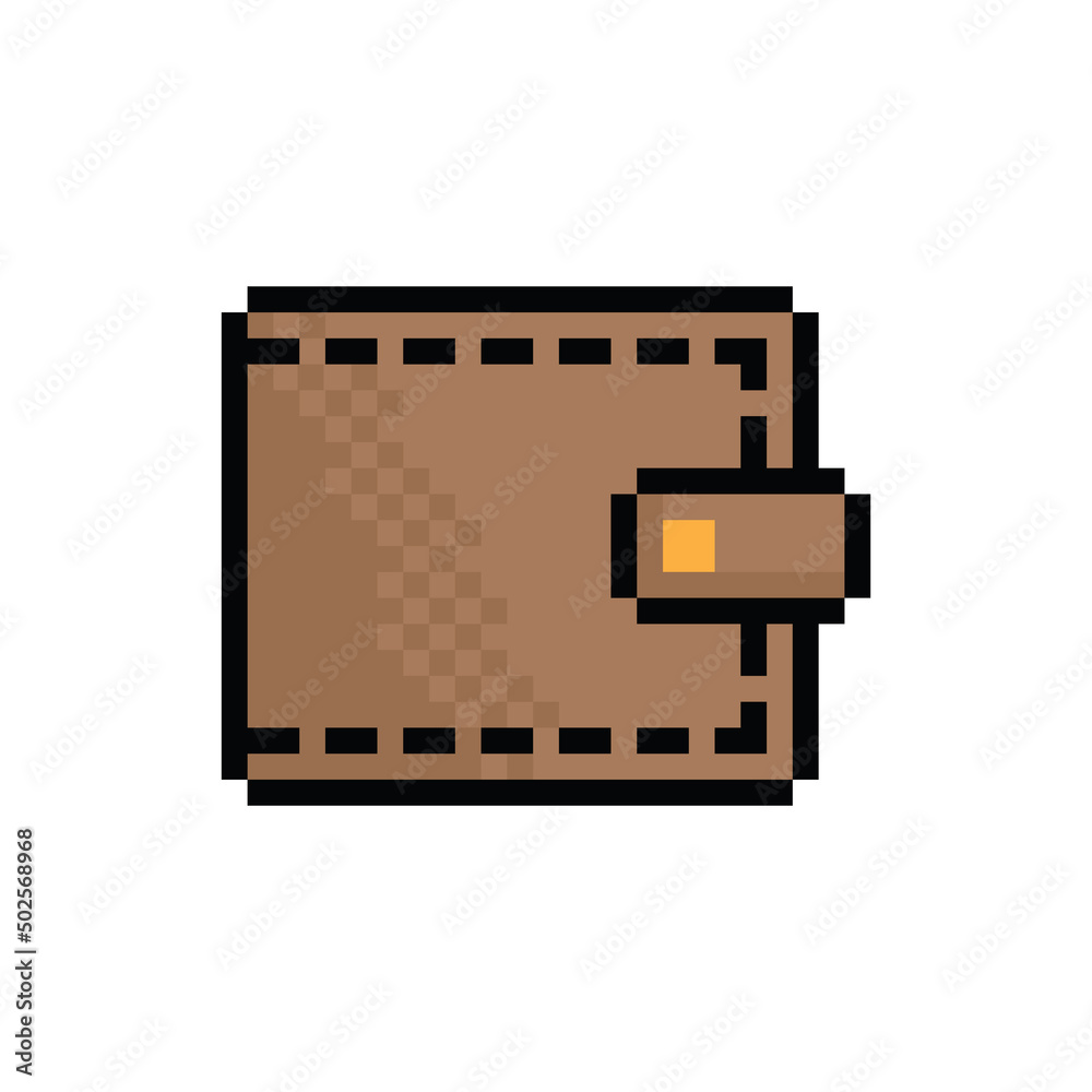 pixel icon. Vector pixel art money wallet 8 bit logo for game Stock ...