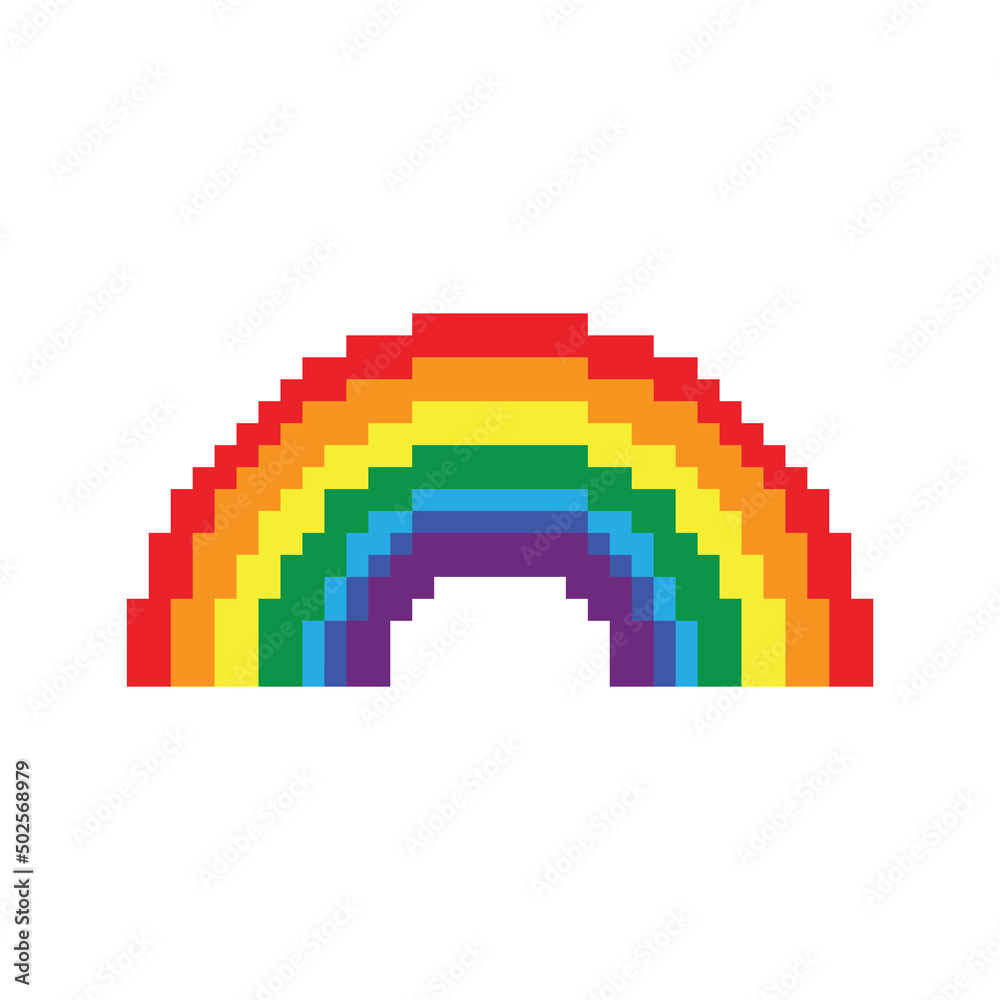 pixel Rainbow icon. Vector pixel art Rainbow sign 8 bit logo for game ...