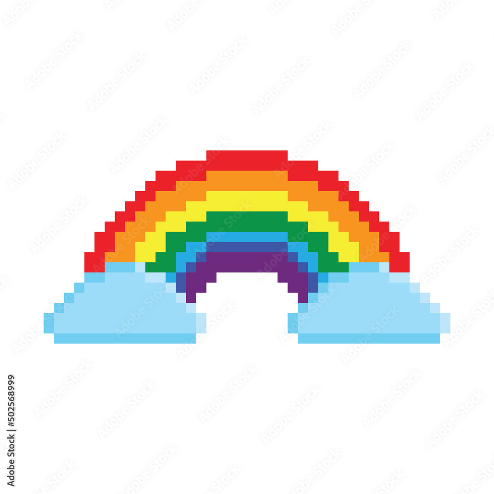pixel Rainbow icon. Vector pixel art Rainbow sign 8 bit logo for game ...