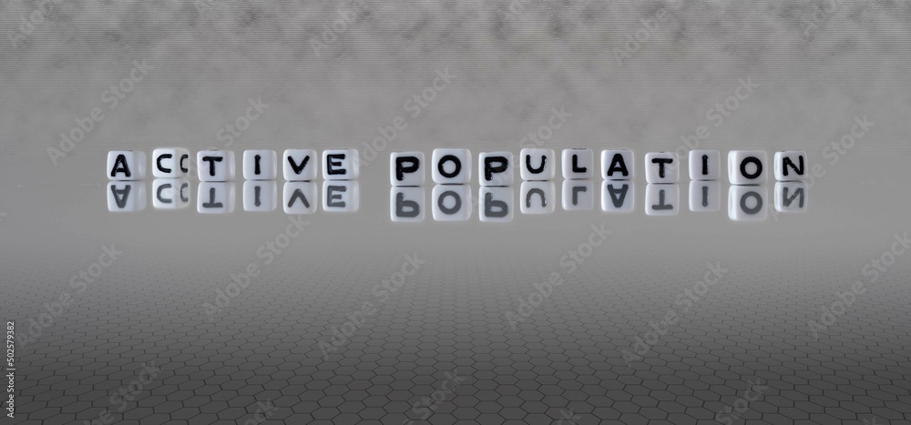 active population word or concept represented by black and white letter ...
