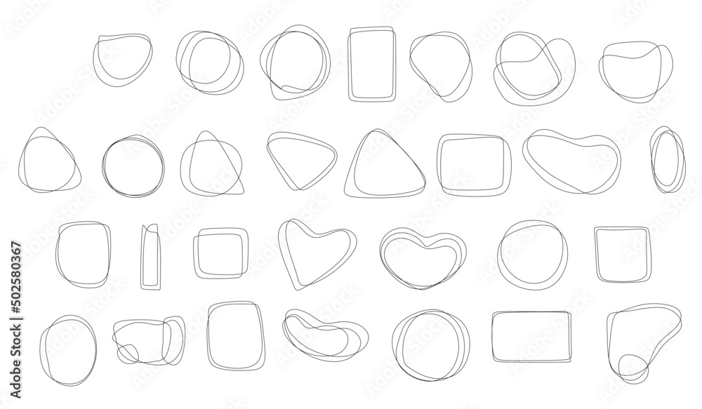 Line art vector elemants. Circle, square, shape, abstract line drawings ...