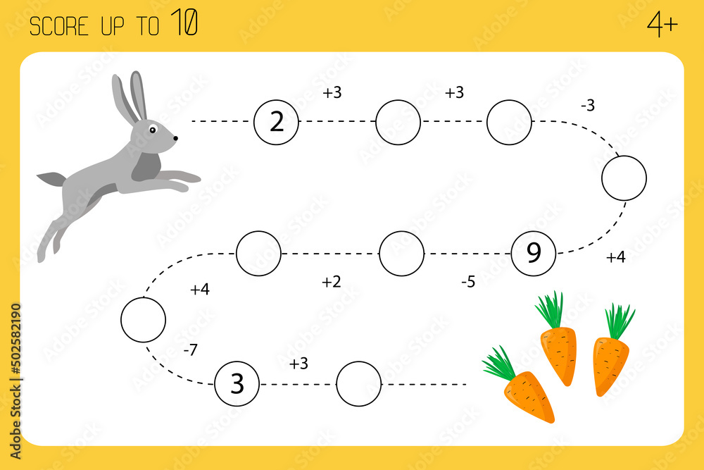 Math game for preschoolers. Addition, subtraction, counting to ten ...