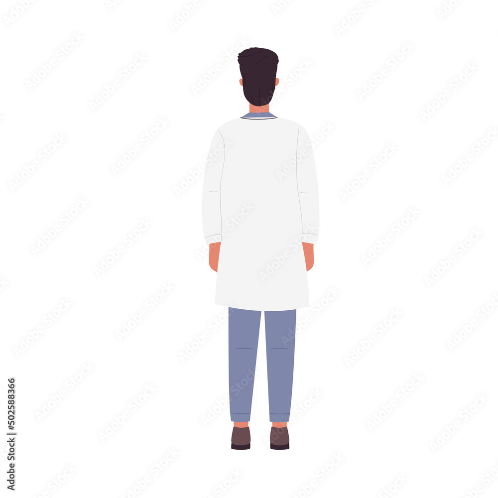 Back view of standing hospital doctor. Medical staff, clinical worker ...
