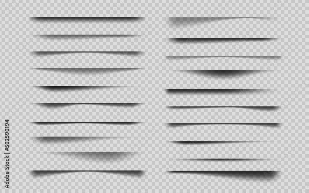 Realistic overlay transparent shadow effects. Vector shadows of paper ...