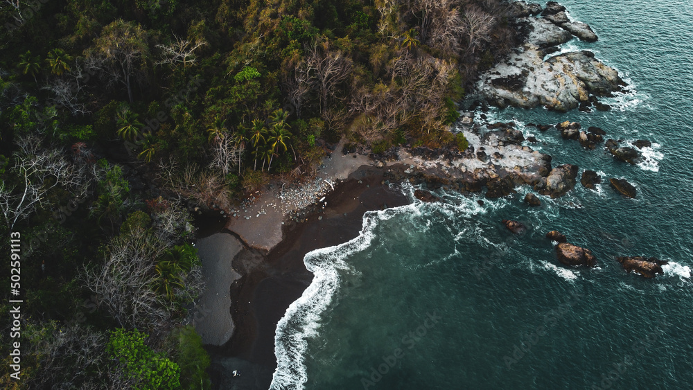 Aerial view of the beach in Costa Rica, Central America. Costa Rica has ...