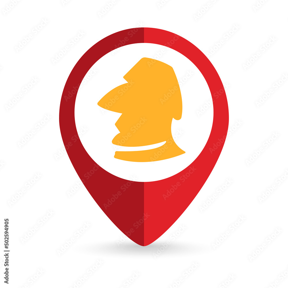 Map pointer with Moai Easter Island Statues in Chile. Vector ...