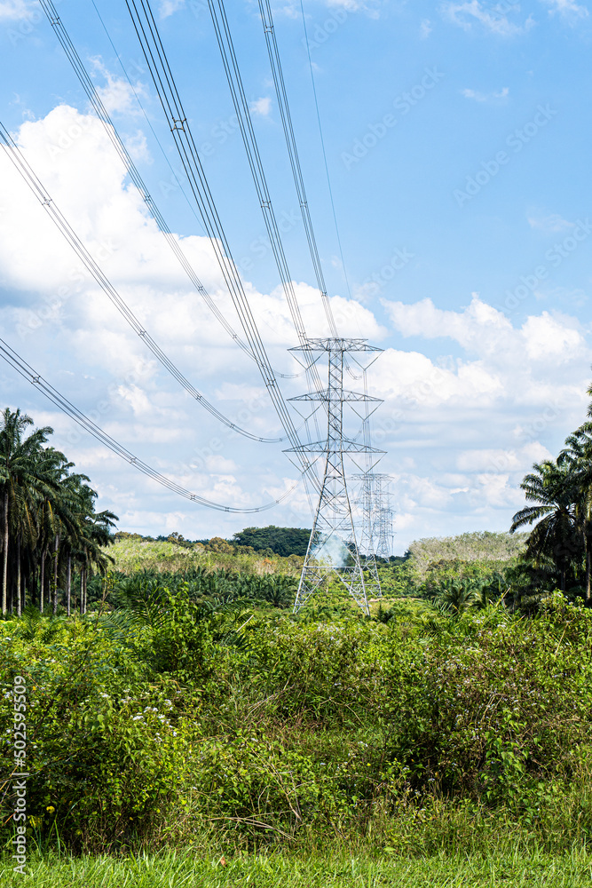 A transmission tower, an electricity pylon, is a tall structure ...