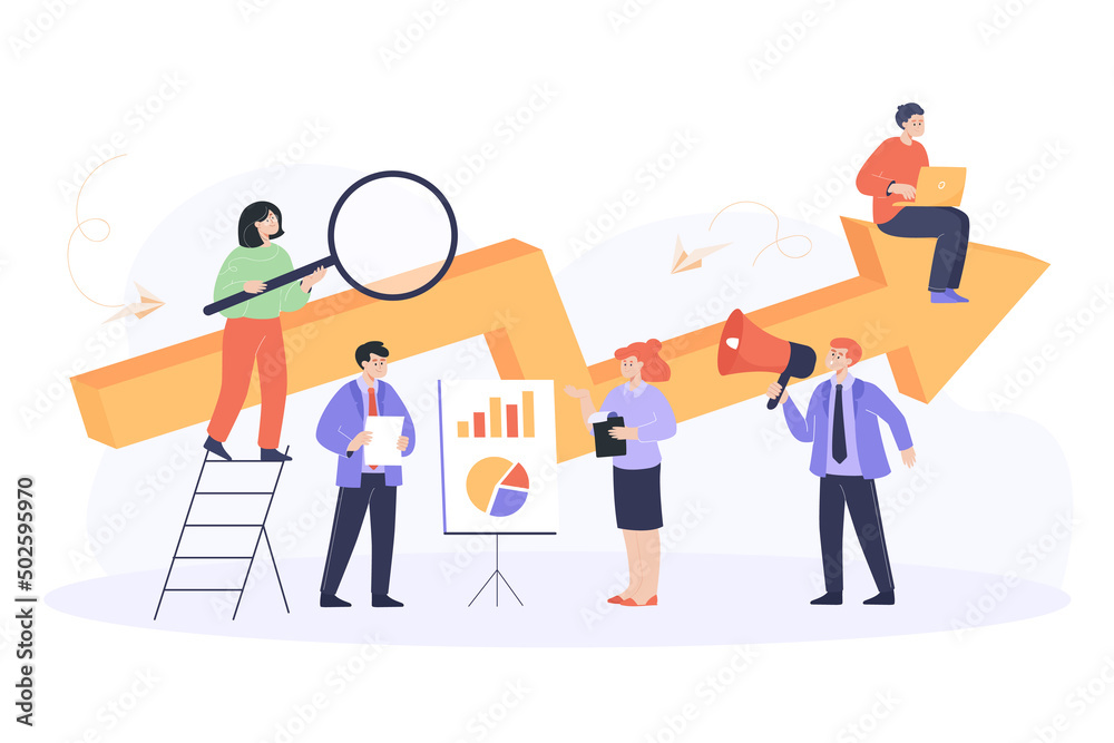 Business people working together on project. Men and women sitting on ...