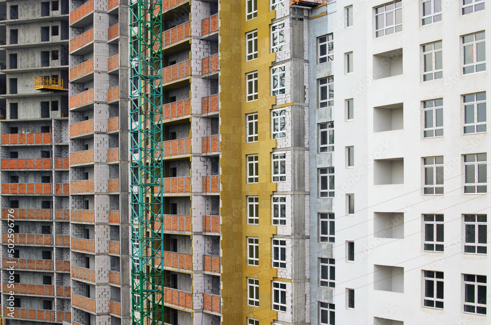 Modern concrete structure, building under construction. Detailed view ...