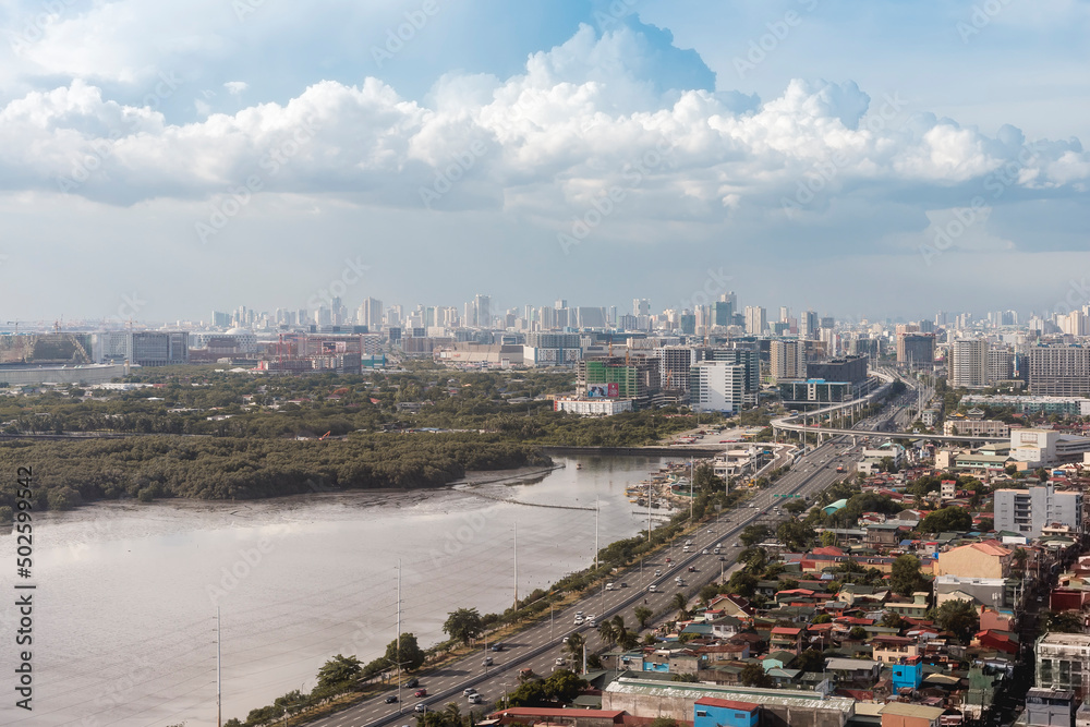 Paranaque, Metro Manila, Philippines - Cavitex highway and the city ...