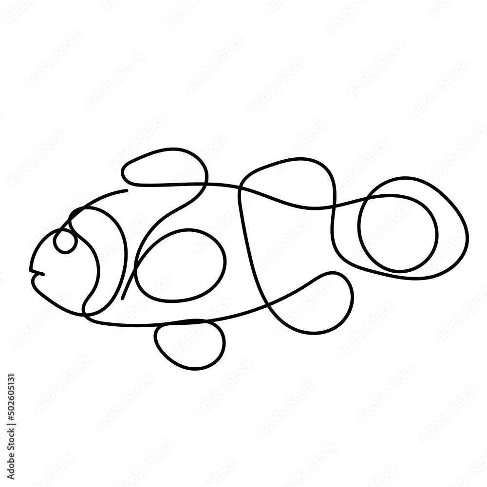 clownfish continuous line drawing. One line art Stock Vector | Adobe Stock