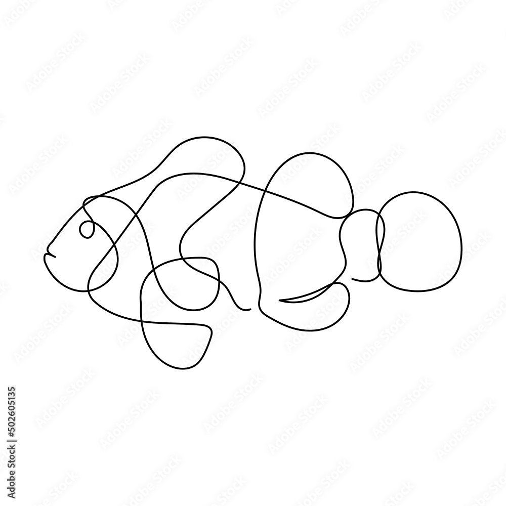 clownfish continuous line drawing. One line art Stock Vector | Adobe Stock