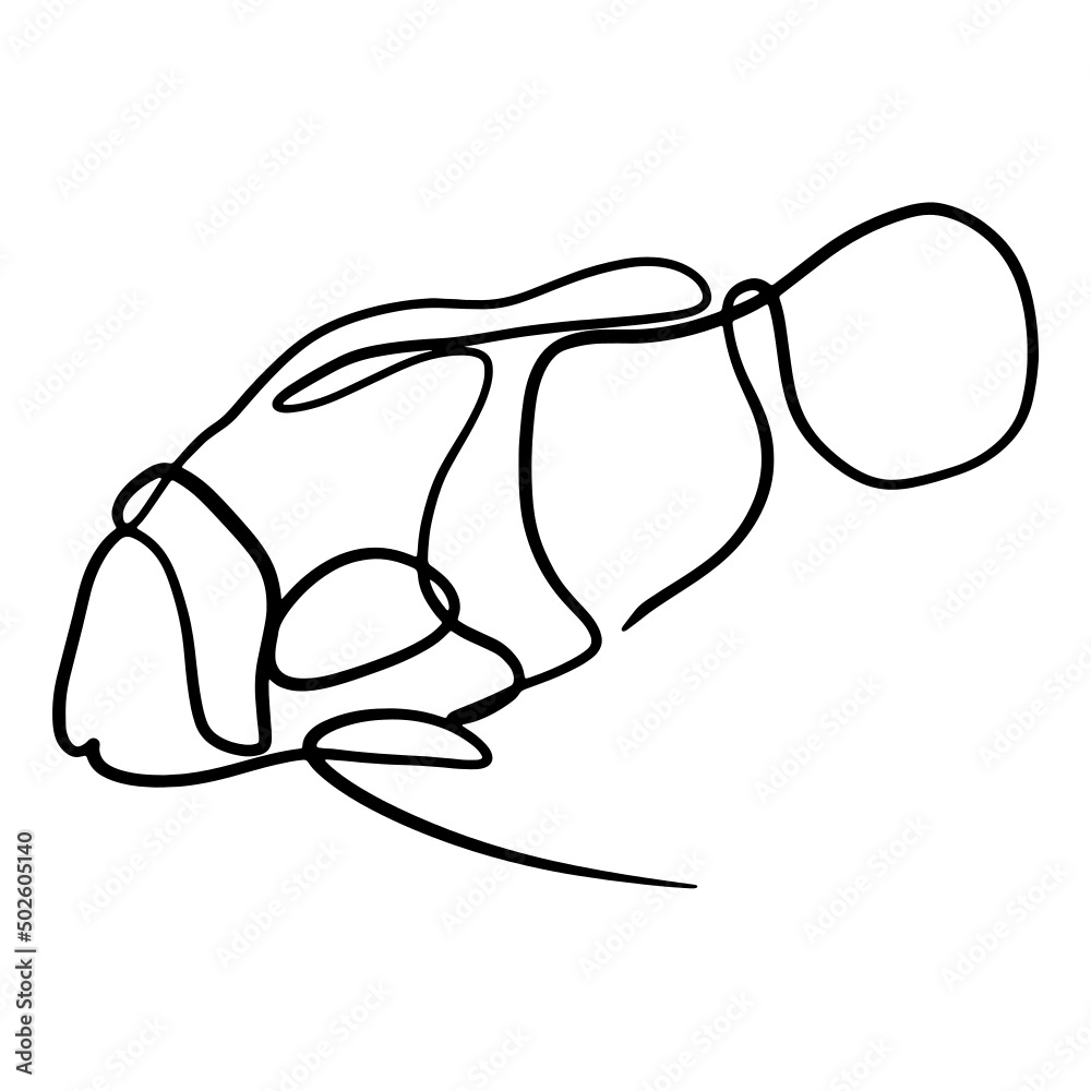 clownfish continuous line drawing. One line art Stock Vector | Adobe Stock